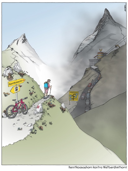 Alpen-Tourismus mit Humor