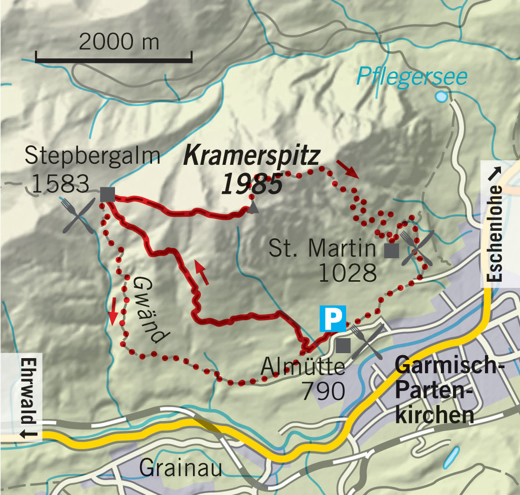Kramerspitz: südseitige Wanderung mit Zugspitzblick