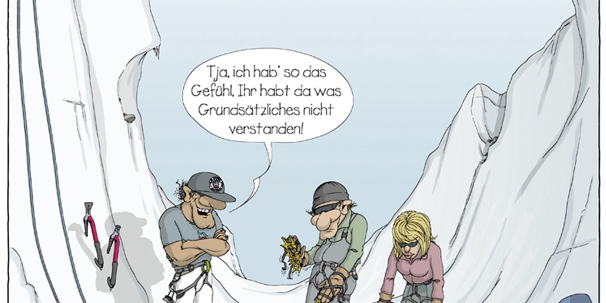Eisklettern mit Humor | Comics von Georg Sojer | alpin.de