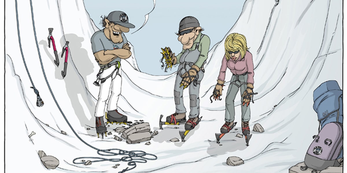 Eisklettern mit Humor | Comics von Georg Sojer | alpin.de