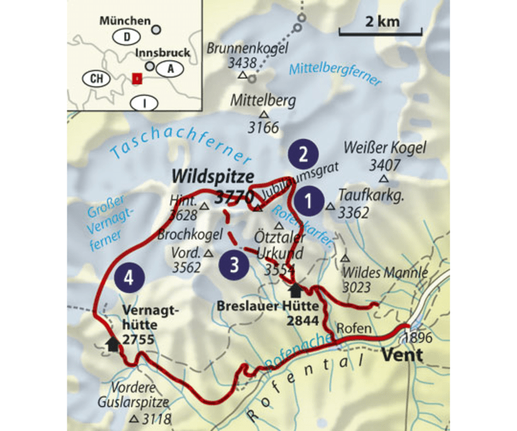 Alle Informationen zur Hochtour auf die Wildspitze